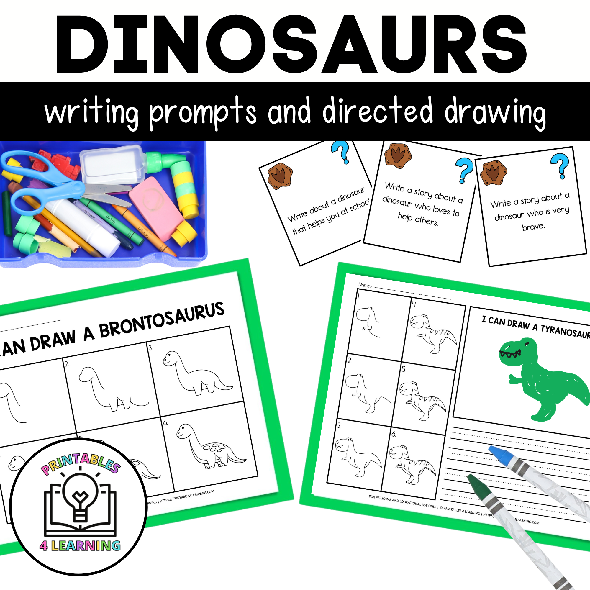 Dinosaur Writing and Drawing Prompts for Kids - Printables 4 Learning