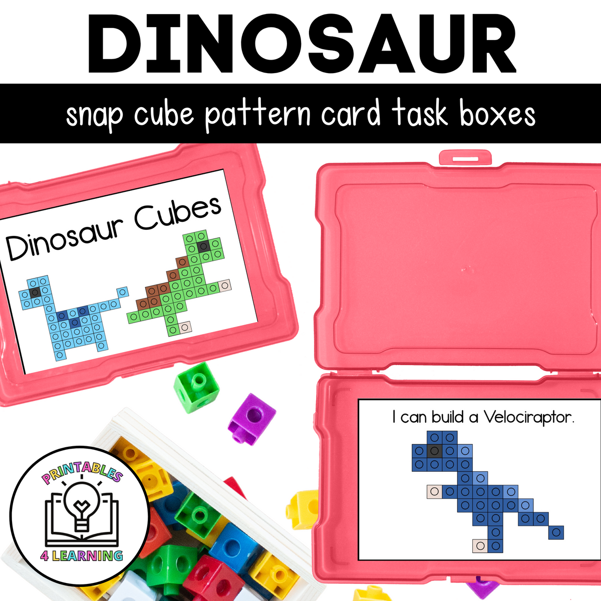 Dinosaur Snap Cube Task Box – Printables 4 Learning