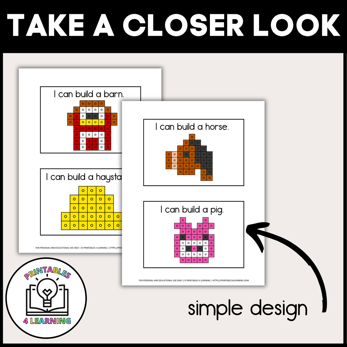 Farm Snap Cube Task Box – Printables 4 Learning