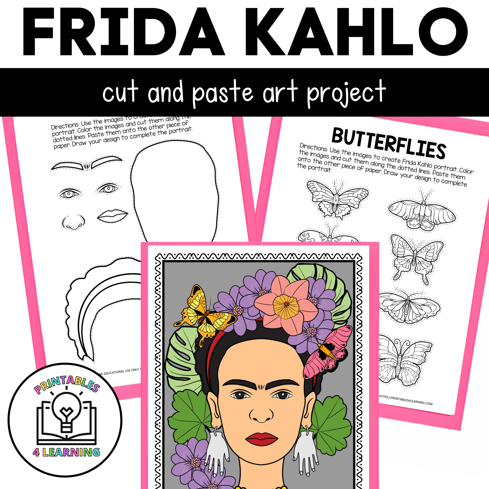 Frida Kahlo Cut and Paste Craft - Printables 4 Learning