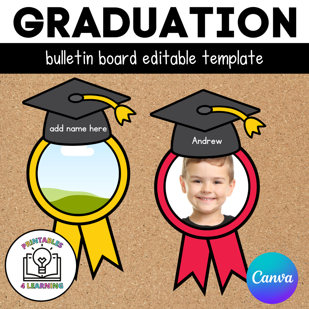 Pre-K Graduation Bulletin Board Template | Canva Template – Printables ...