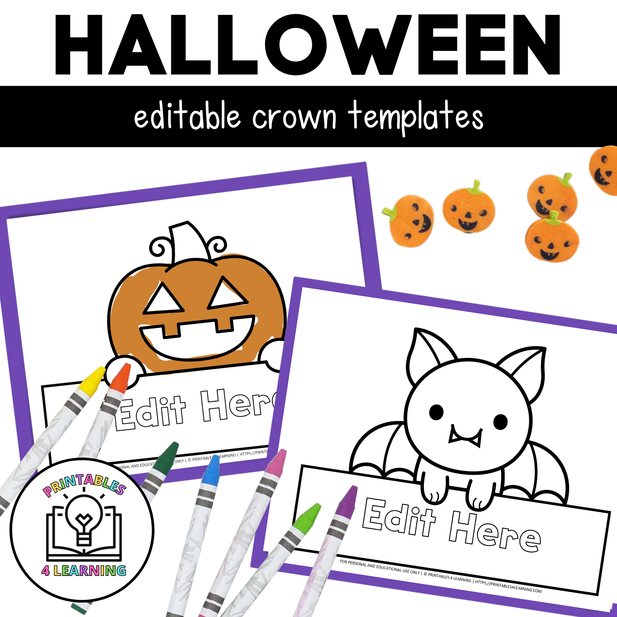 Halloween-Themed Editable Crown Templates - Printables 4 Learning