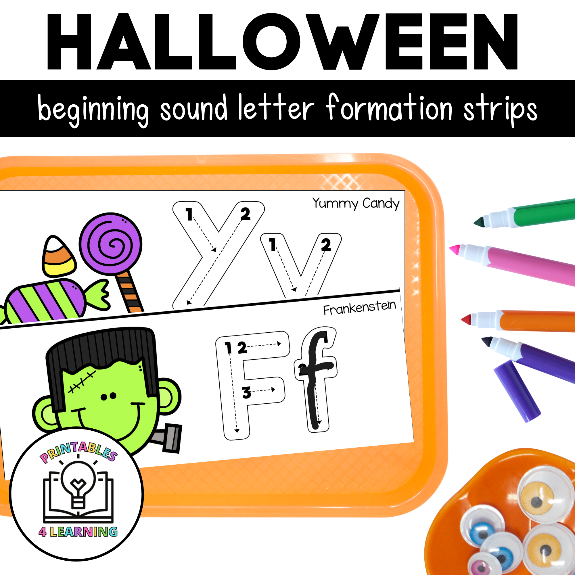 Halloween Letter Tracing Practice Strips | Beginning Sounds and Letter ...