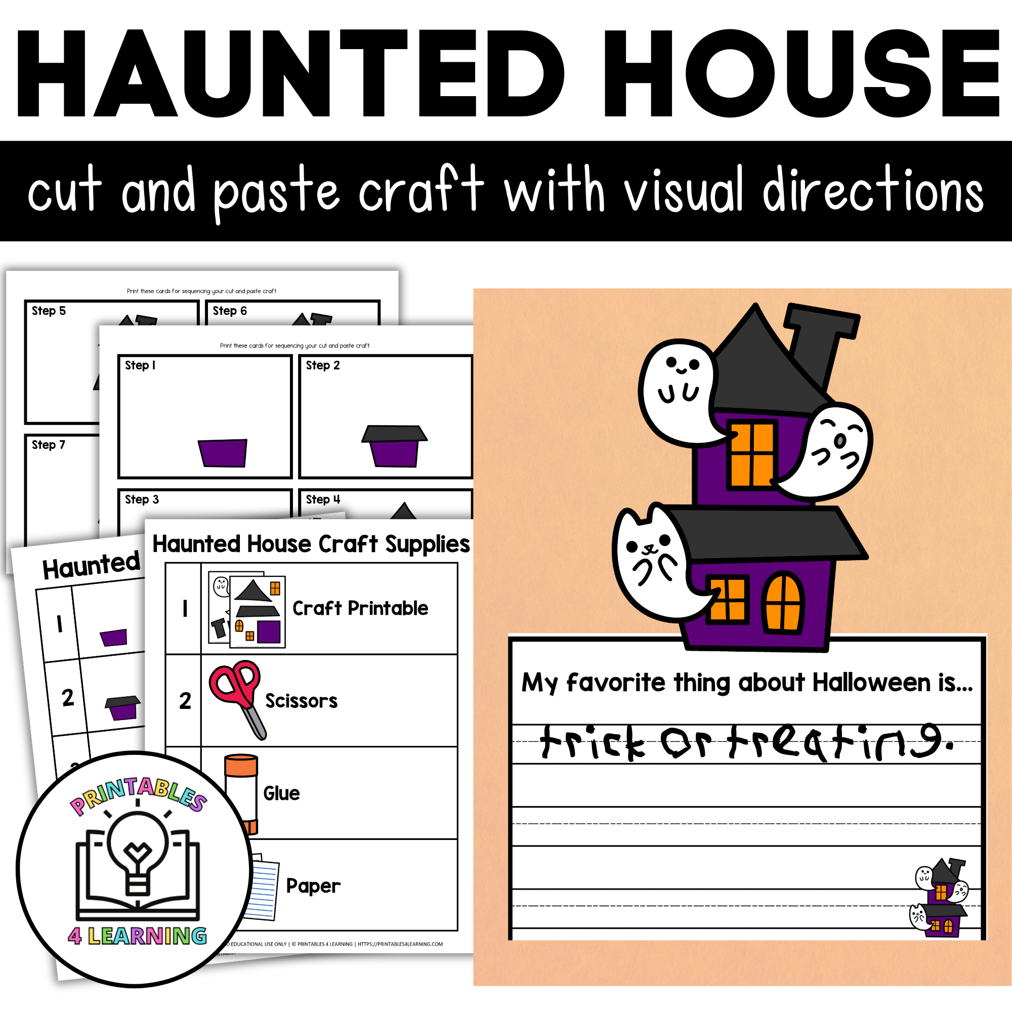 Haunted House Cut And Paste 3D Haunted House Halloween Cut Files