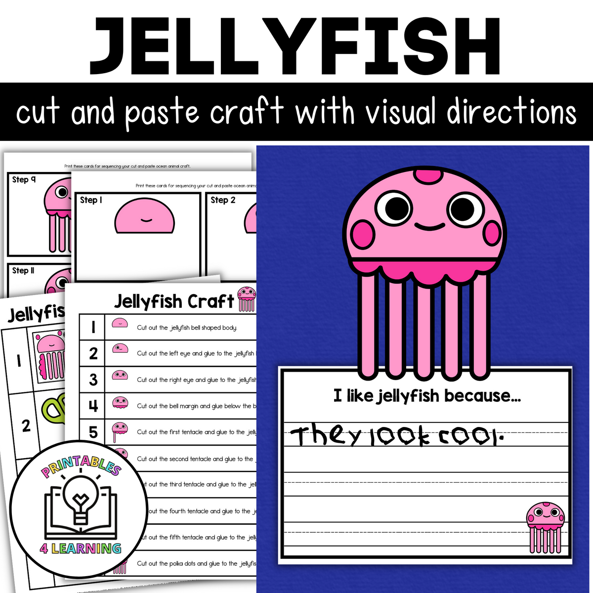 Jellyfish Cut and Paste Craft with Visual Directions – Printables 4 ...