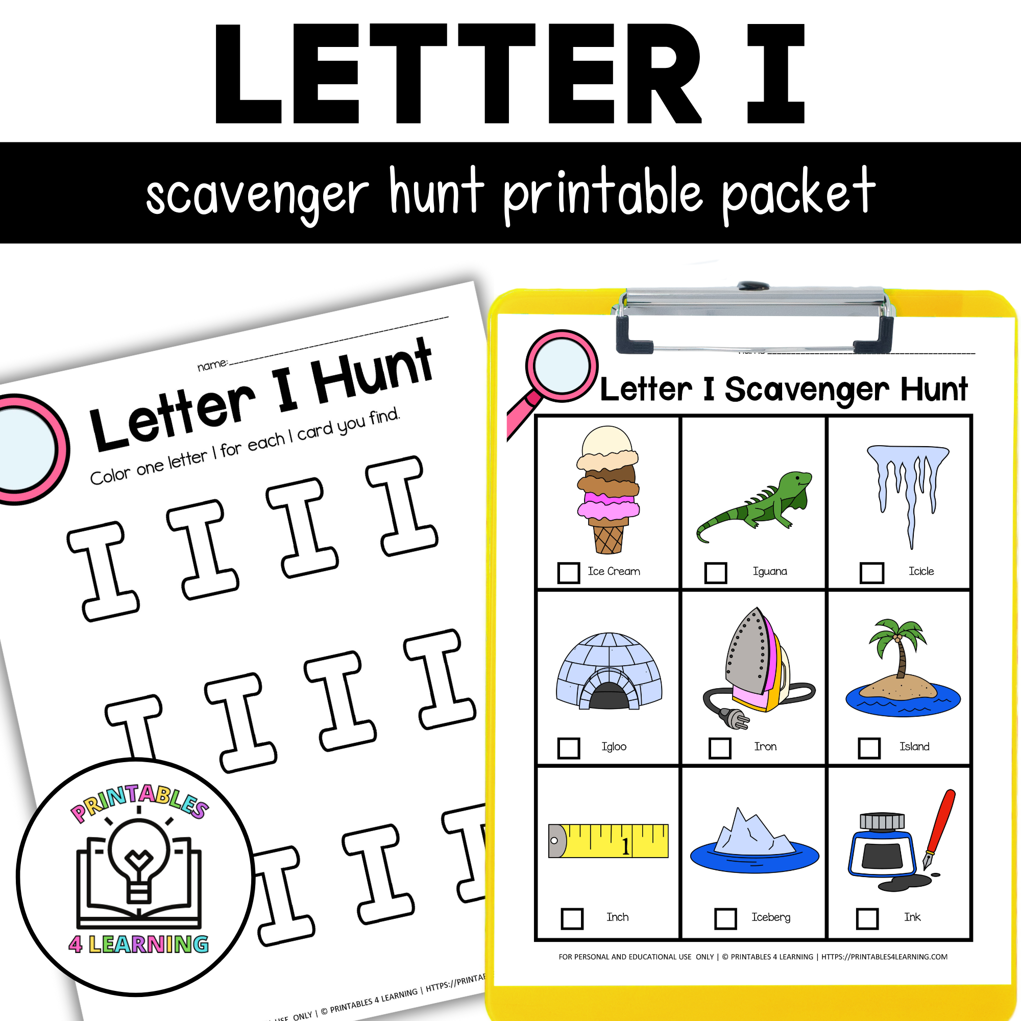 Letter I Scavenger Hunt Packet - Printables 4 Learning