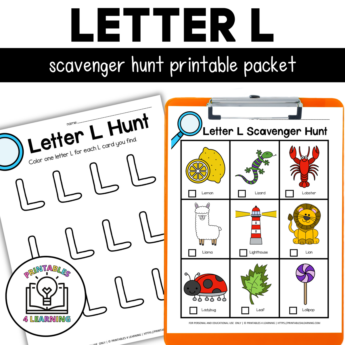 Letter L Scavenger Hunt Packet – Printables 4 Learning