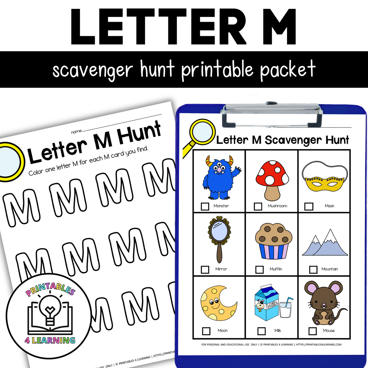 Letter M Scavenger Hunt Packet – Printables 4 Learning