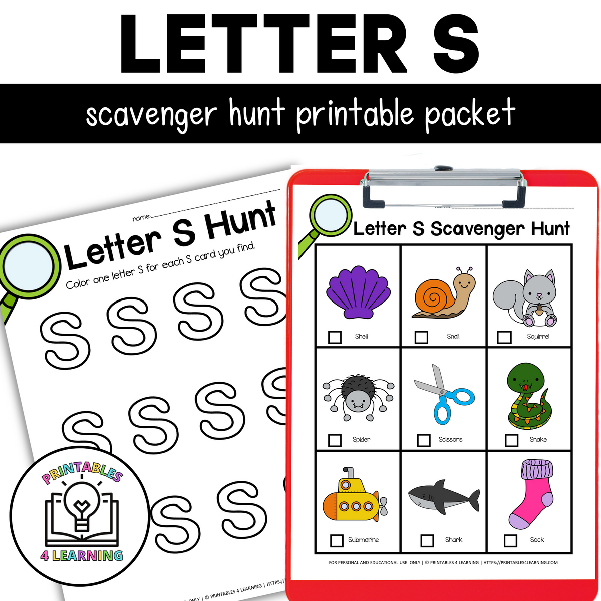 Letter S Scavenger Hunt Packet – Printables 4 Learning