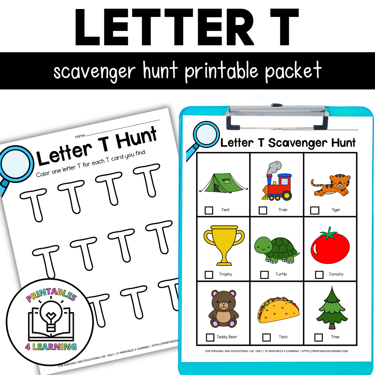 Letter T Scavenger Hunt Packet – Printables 4 Learning