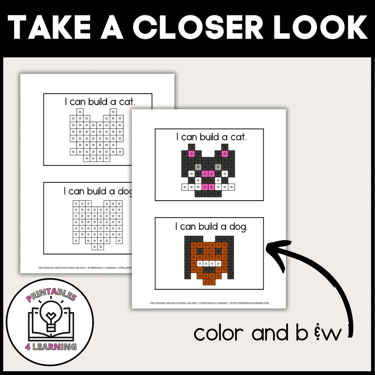 Pets Snap Cube Task Box – Printables 4 Learning