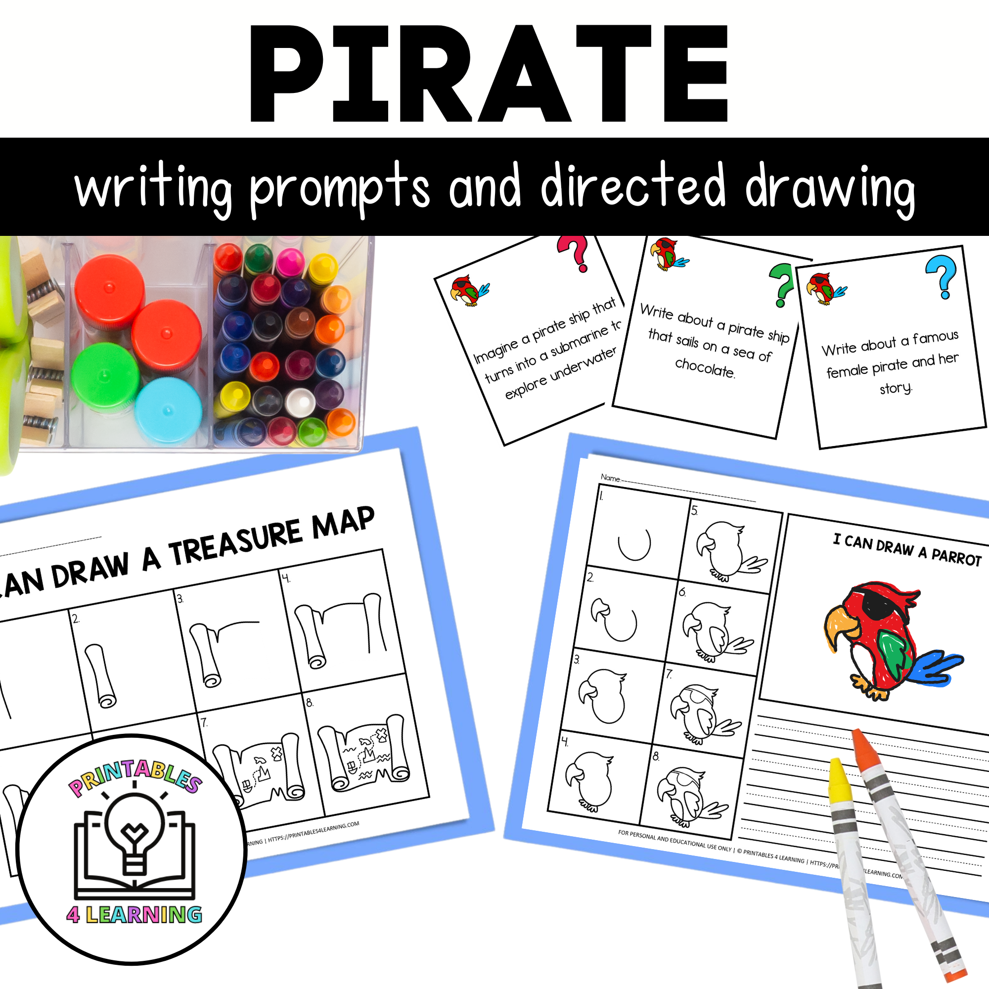 Pirate Writing and Drawing Prompts for Kids - Printables 4 Learning
