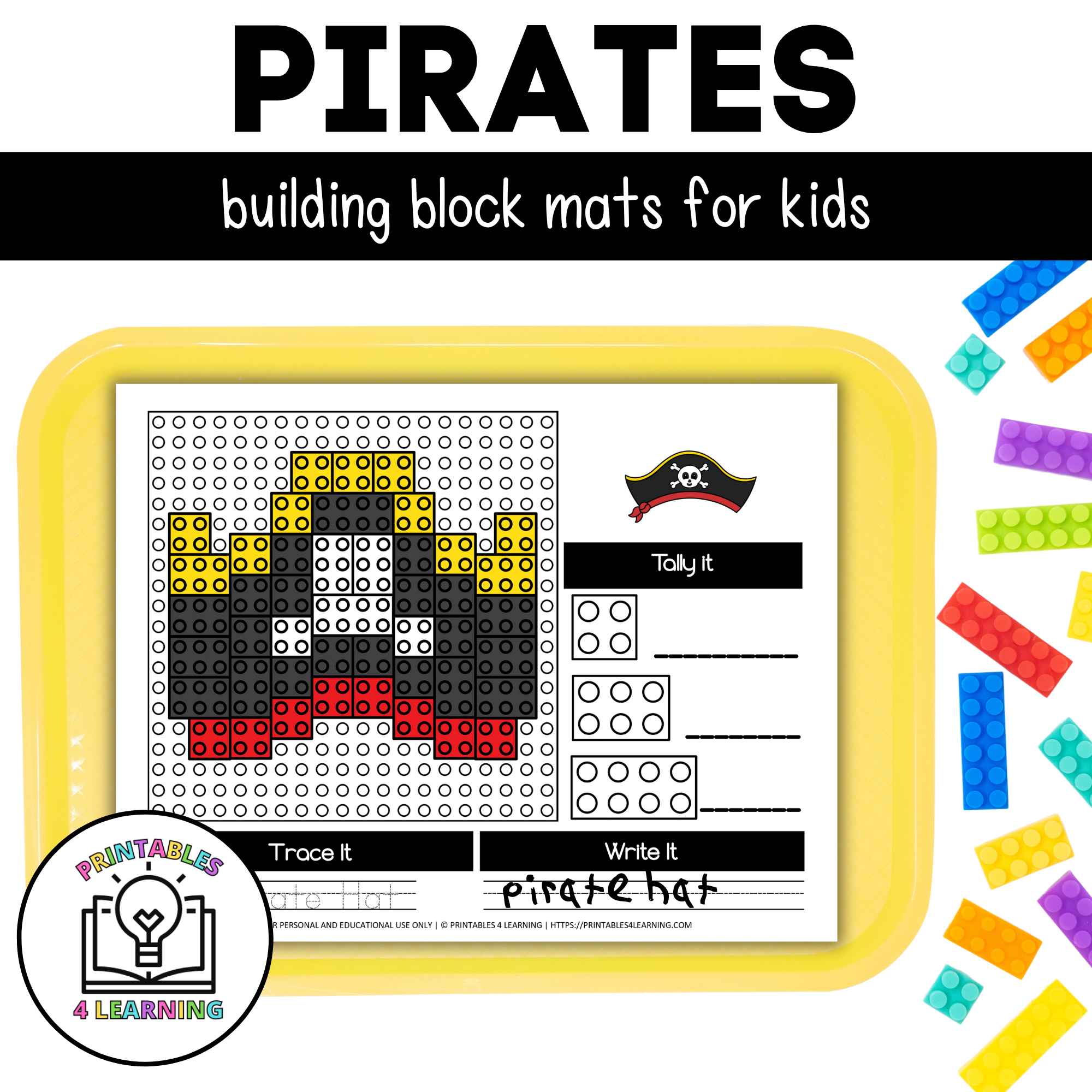 Pirates Building Brick Mats - Printables 4 Learning