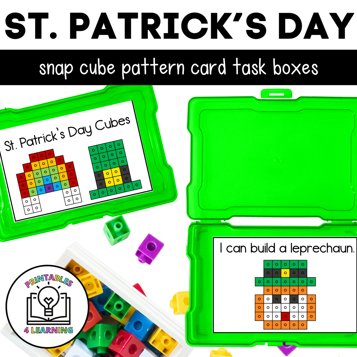 St. Patrick's Day Snap Cube Task Box – Printables 4 Learning