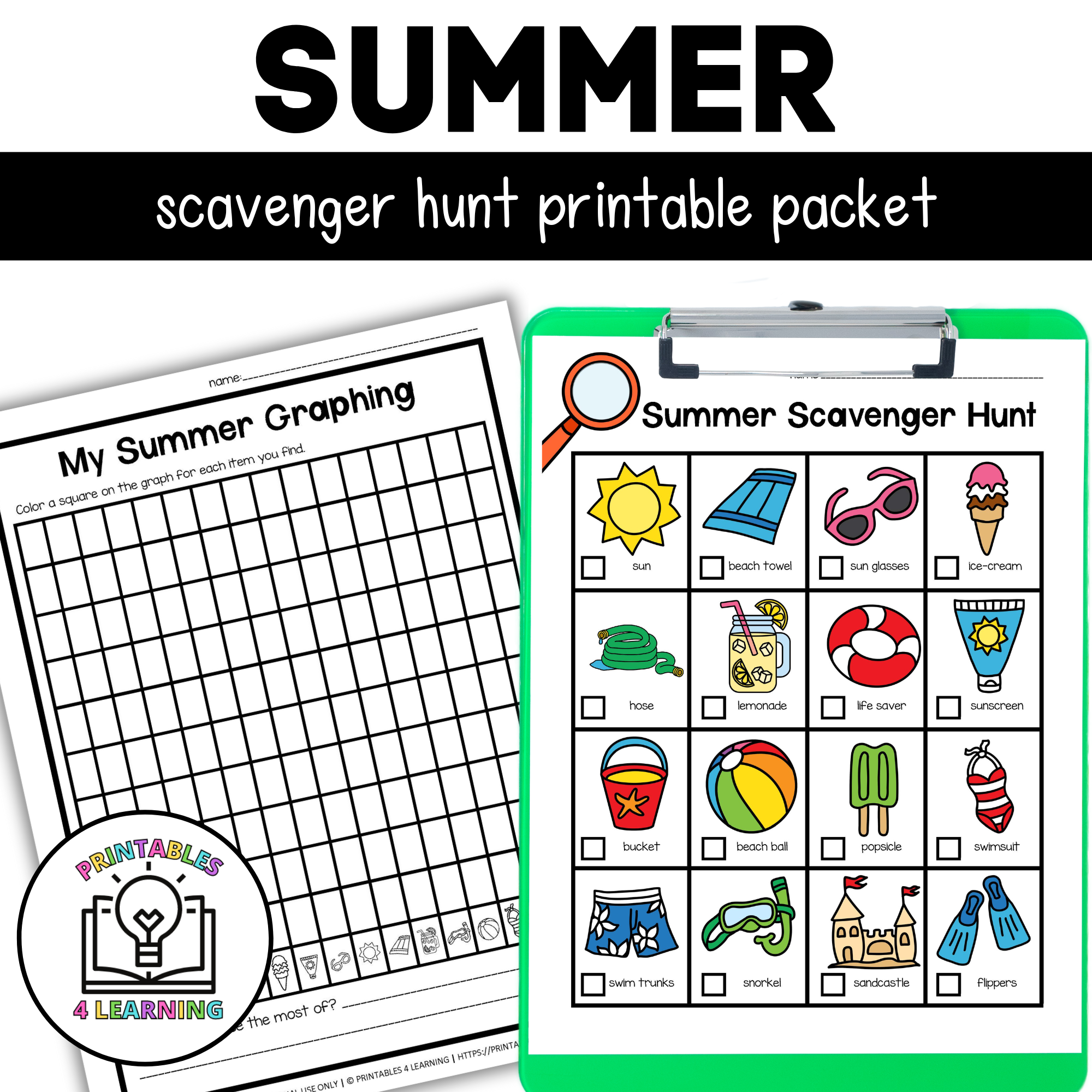 Summer Scavenger Hunt Packet - Printables 4 Learning