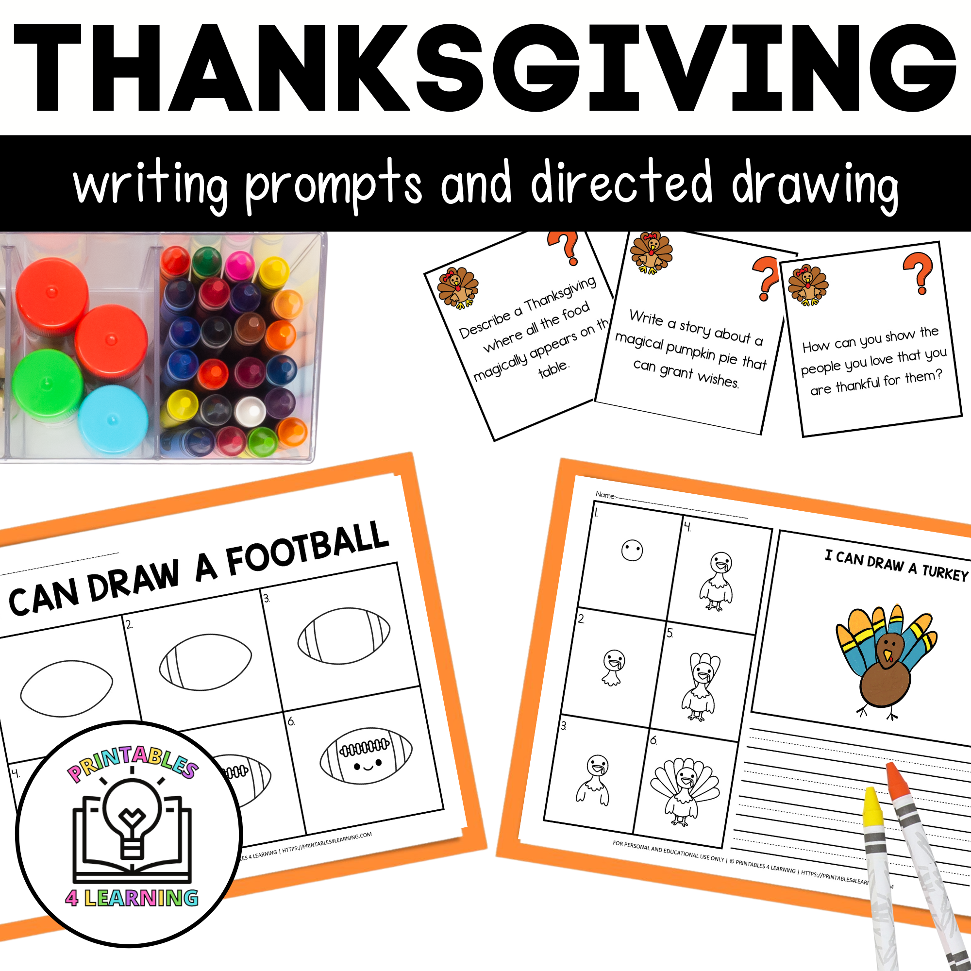 Thanksgiving Writing and Drawing Prompts for Kids - Printables 4 Learning