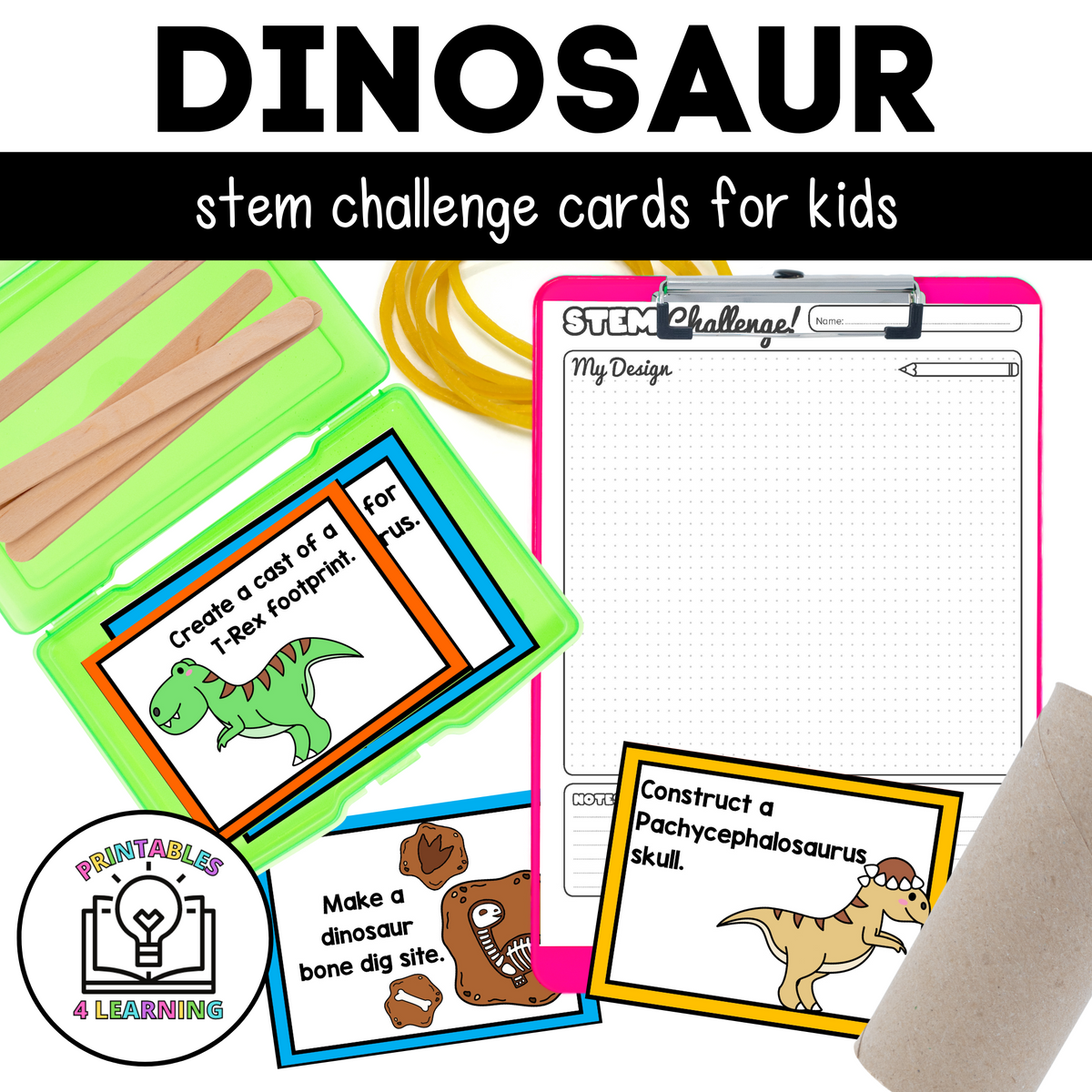 Dinosaur STEM Challenge Cards – Printables 4 Learning