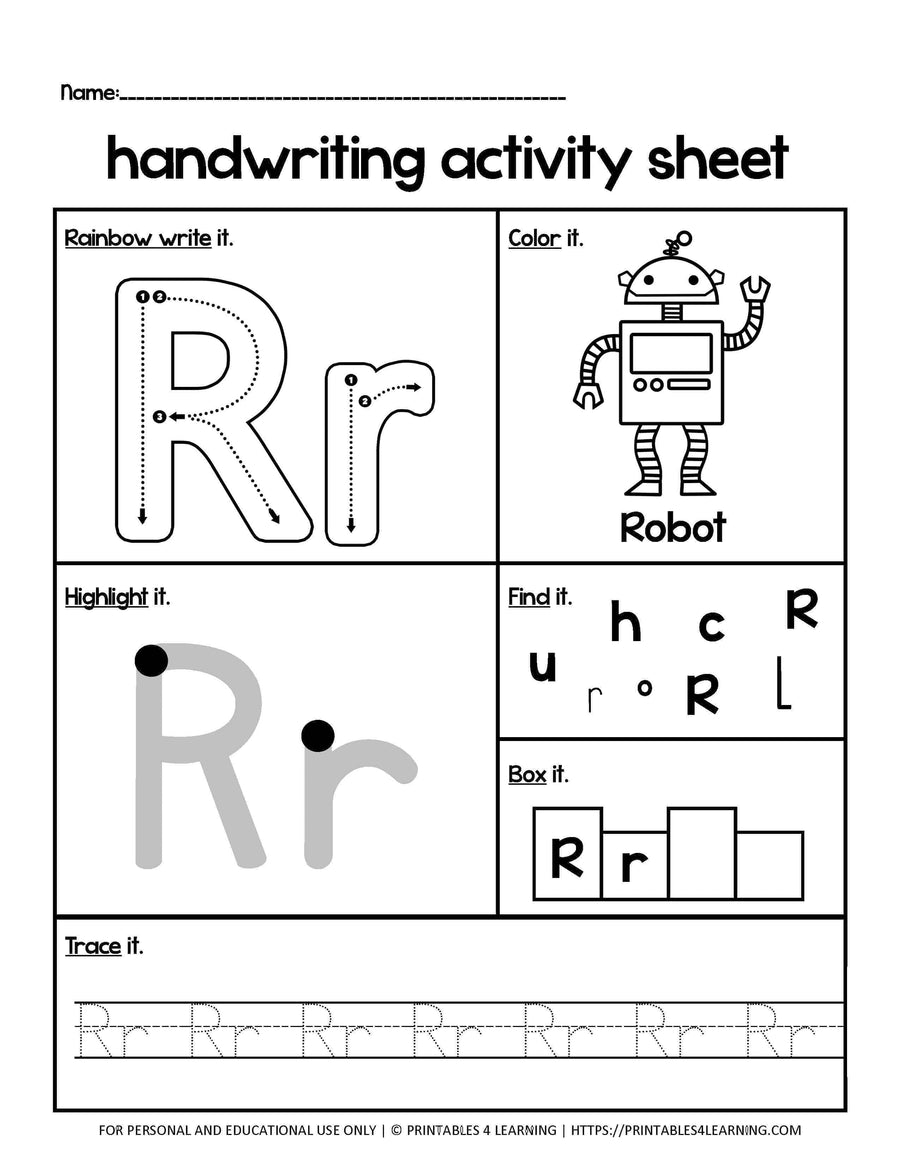 Alphabet Letters A to Z Worksheets – Printables 4 Learning