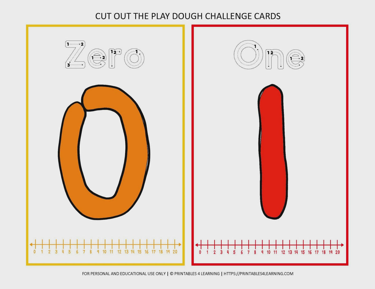 0-20 Numbers Play Dough Task Cards – Printables 4 Learning