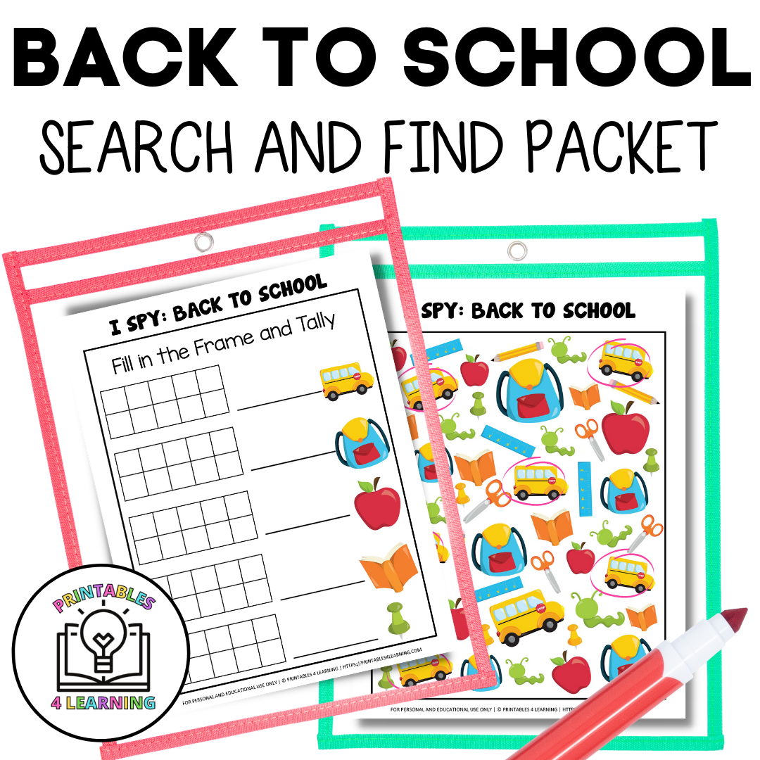 Back to School I Spy Packet – Printables 4 Learning