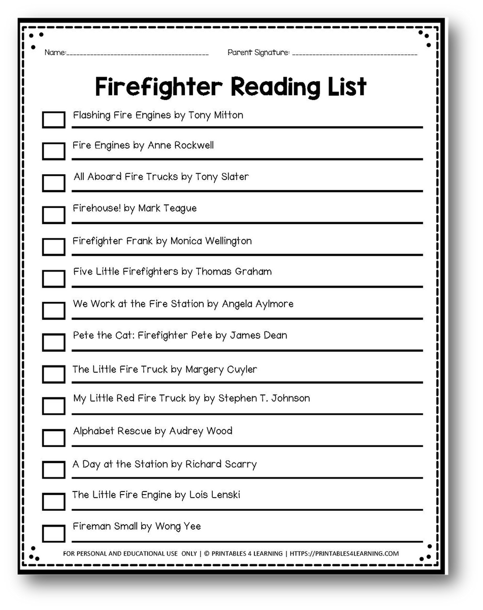 Editable Reading Log: Firefighter and Fire Truck Books for Kids with P ...