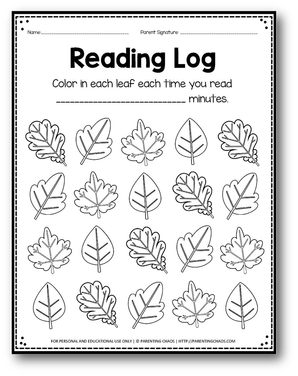 Editable Reading Log: Leaves Books for Kids with Parent Handout ...