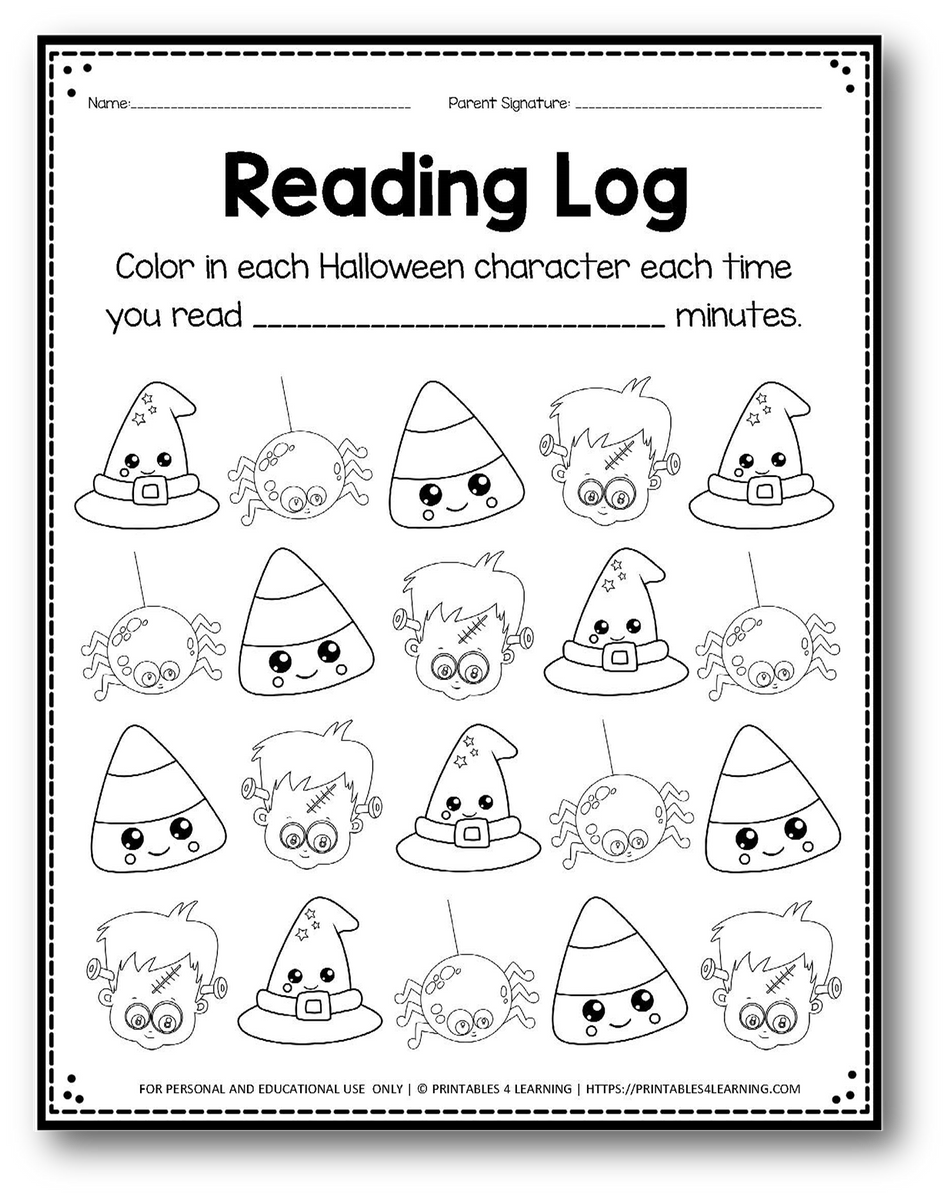 Editable Reading Log: Halloween Books for Kids with Parent Handout ...