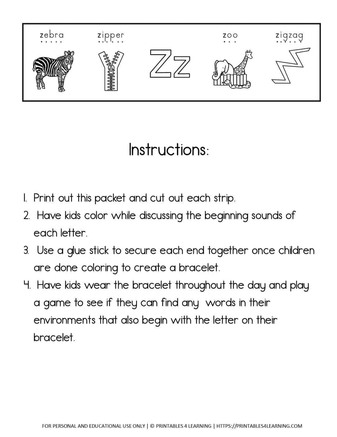 Beginning Sounds Alphabet Bracelet Craft – Printables 4 Learning