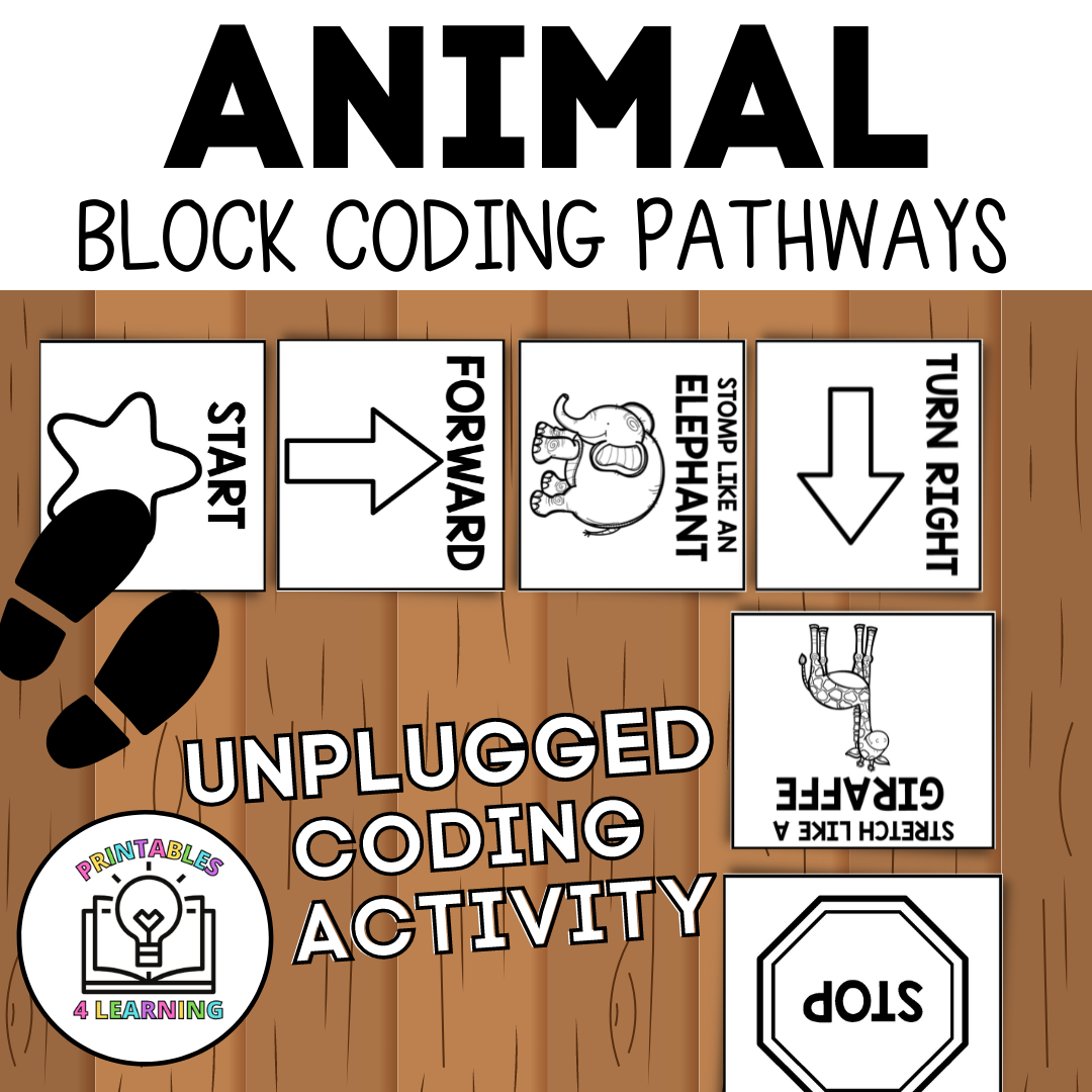 Unplugged Coding Animal Block Code Pathways – Printables 4 Learning