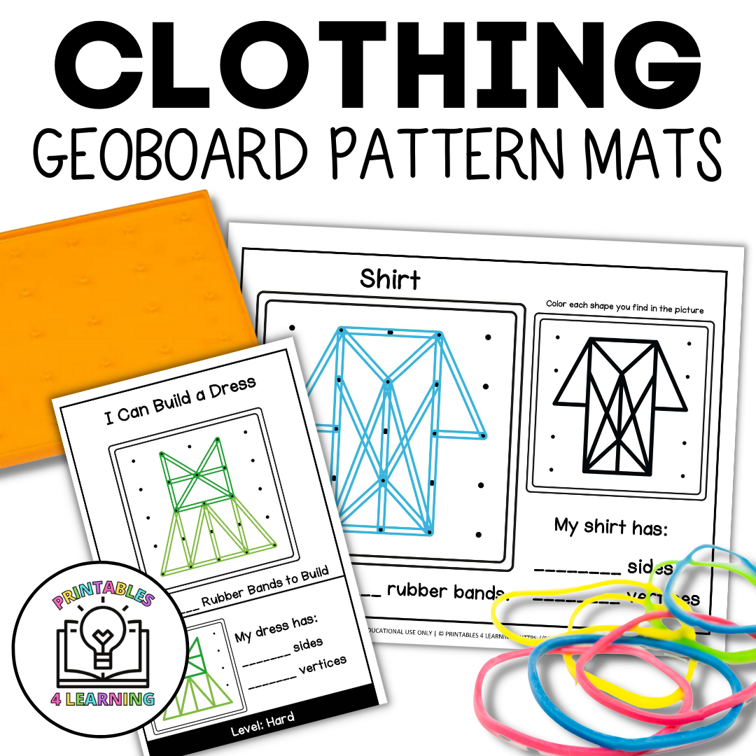 Geoboard Activities: Clothing Patterns Packet - Printables 4 Learning