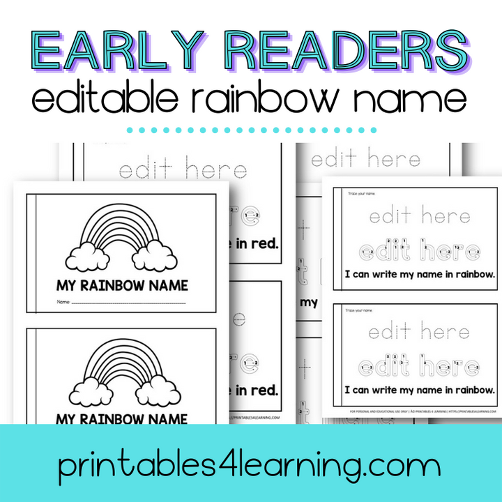 Editable Rainbow Name Early Reader Book – Printables 4 Learning