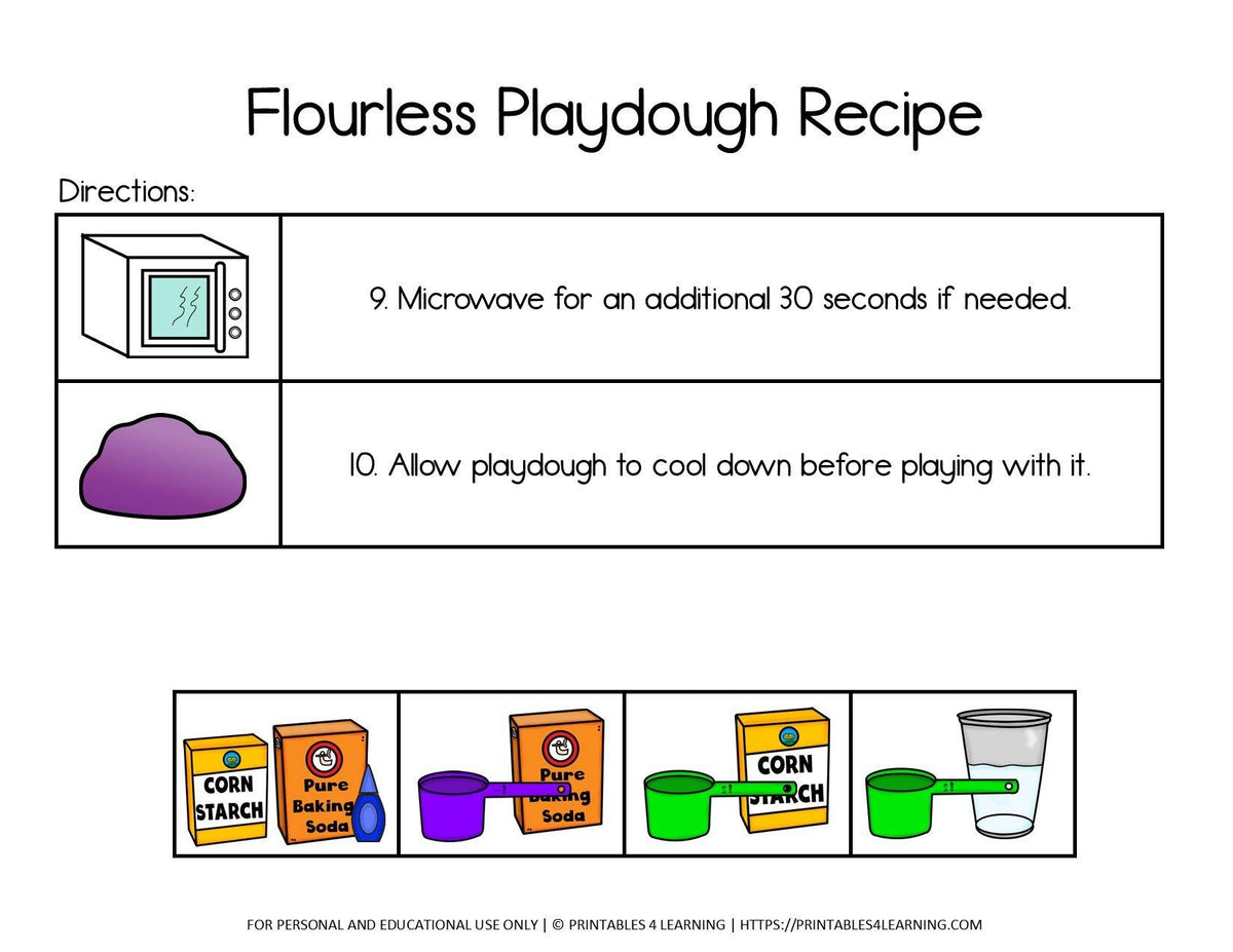Adapted Visual Recipe: Flourless Playdough – Printables 4 Learning