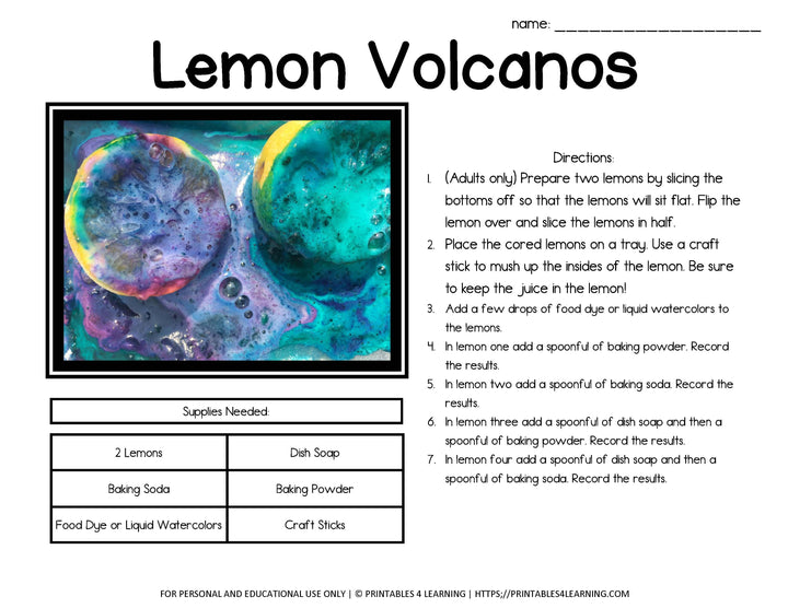 Lemon Volcano Science Experiment: What Makes the Biggest Eruption ...