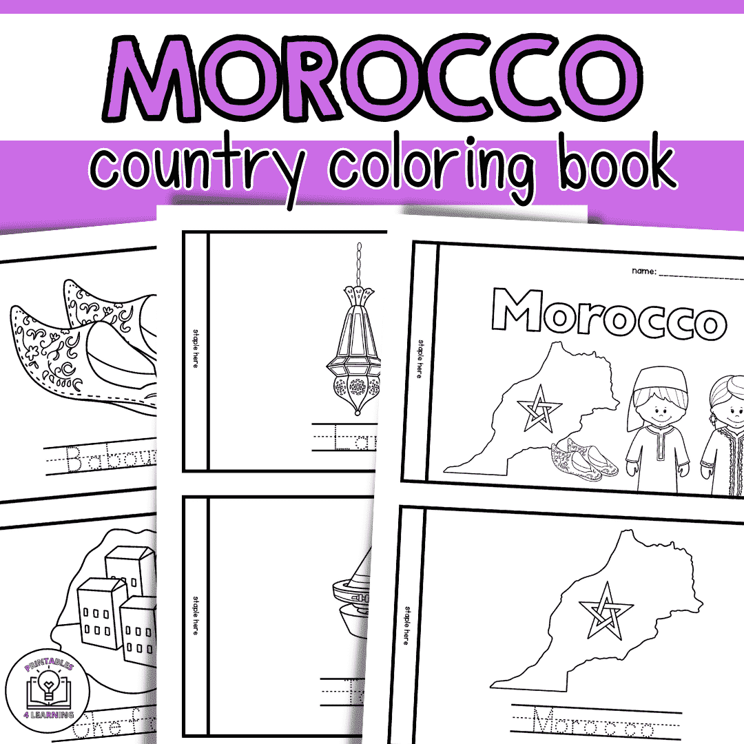 Morocco Color and Trace Book for Kids – Printables 4 Learning