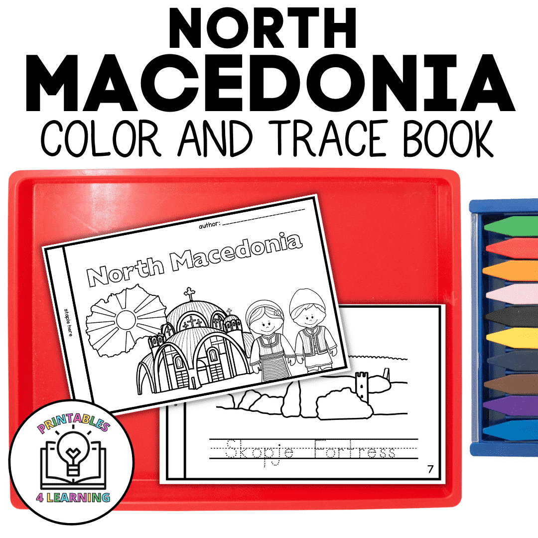 North Macedonia Color and Trace Book for Kids – Printables 4 Learning