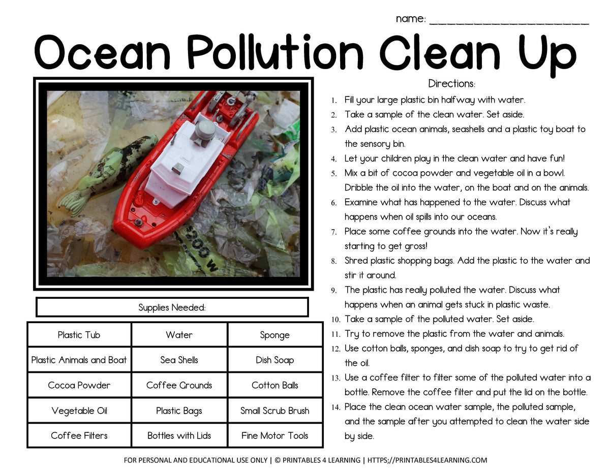 Ocean Pollution Science Experiment: Can You Clean Up The Pollution ...