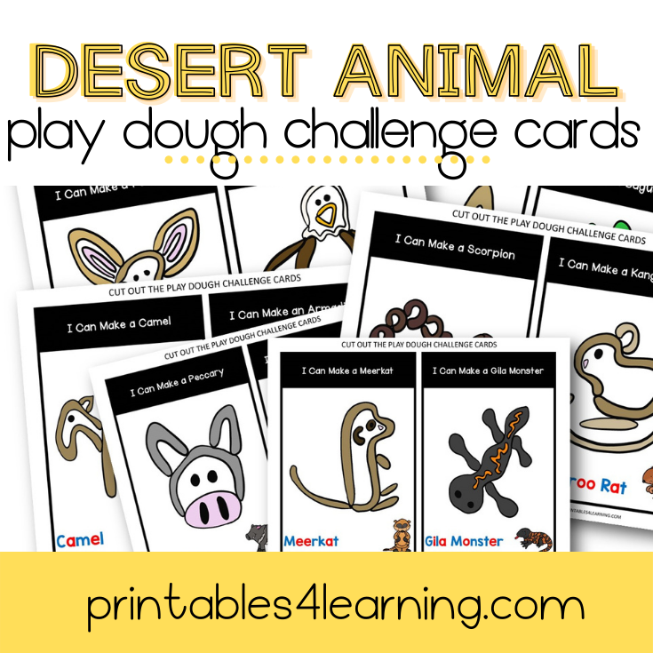Play Dough Challenge Cards: Desert Animals – Printables 4 Learning