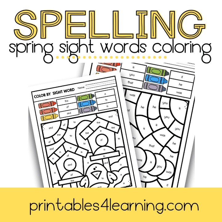 Editable Spring Color by Sight Words – Printables 4 Learning
