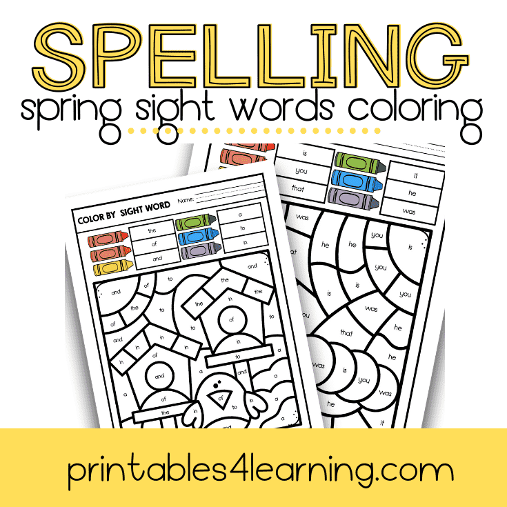 Editable Spring Color by Sight Words – Printables 4 Learning