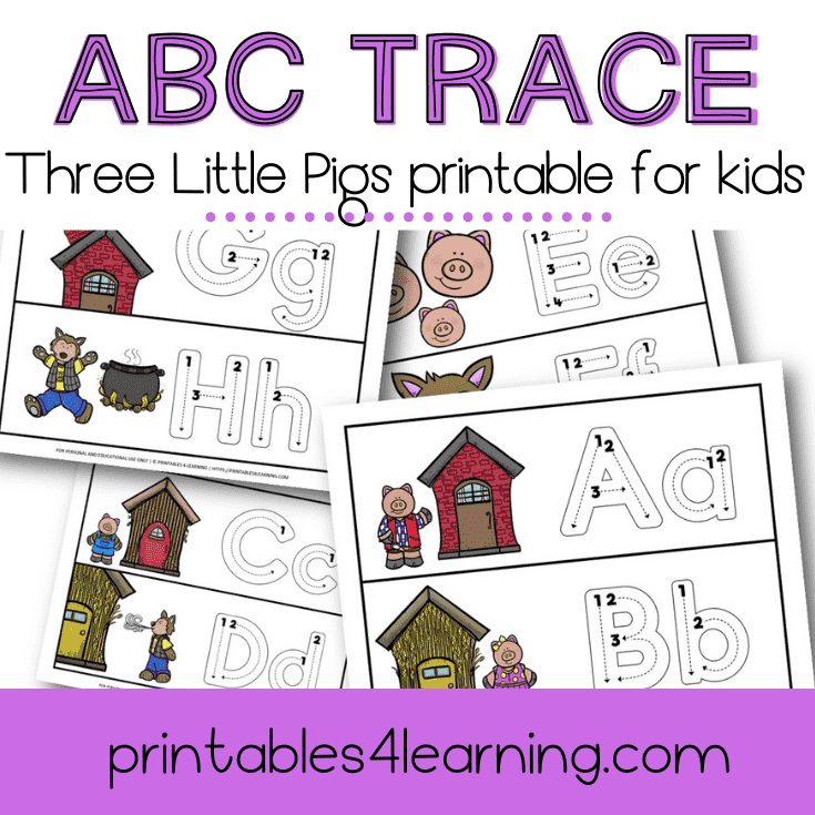 Three Little Pigs ABC Letter Tracing – Printables 4 Learning