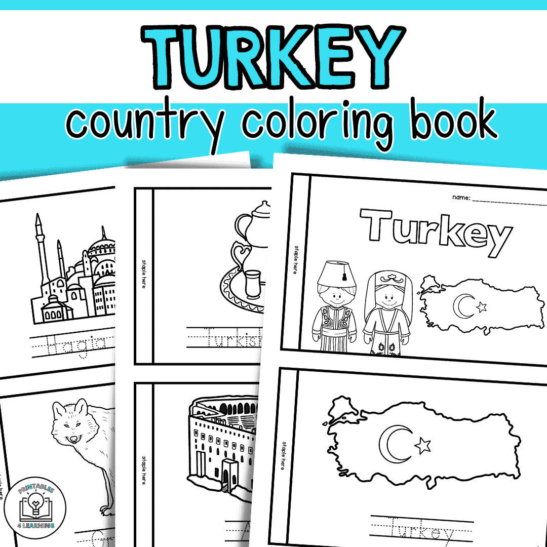 Turkey Color and Trace Book for Kids – Printables 4 Learning